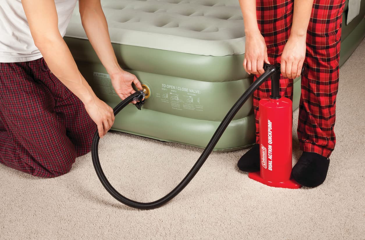 Coleman QuickPump Dual-Action Air Pump, High-Pressure Pump Inflates to 9 PSI, Includes 3 Valve Adapters & Extension Hose for Quick Inflation & Deflation