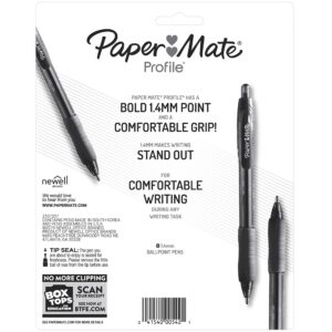 Paper Mate Profile Retractable Ballpoint Pens, Bold Point (1.4mm), Black, 8 Count