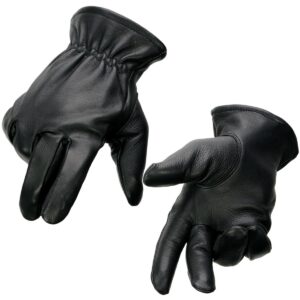 milwaukee leather sh858 men's black thermal lined deerskin motorcycle hand gloves w/sinch wrist closure - large