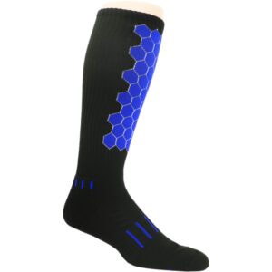 moxy socks black with blue helix deadlift fitness knee-high socks