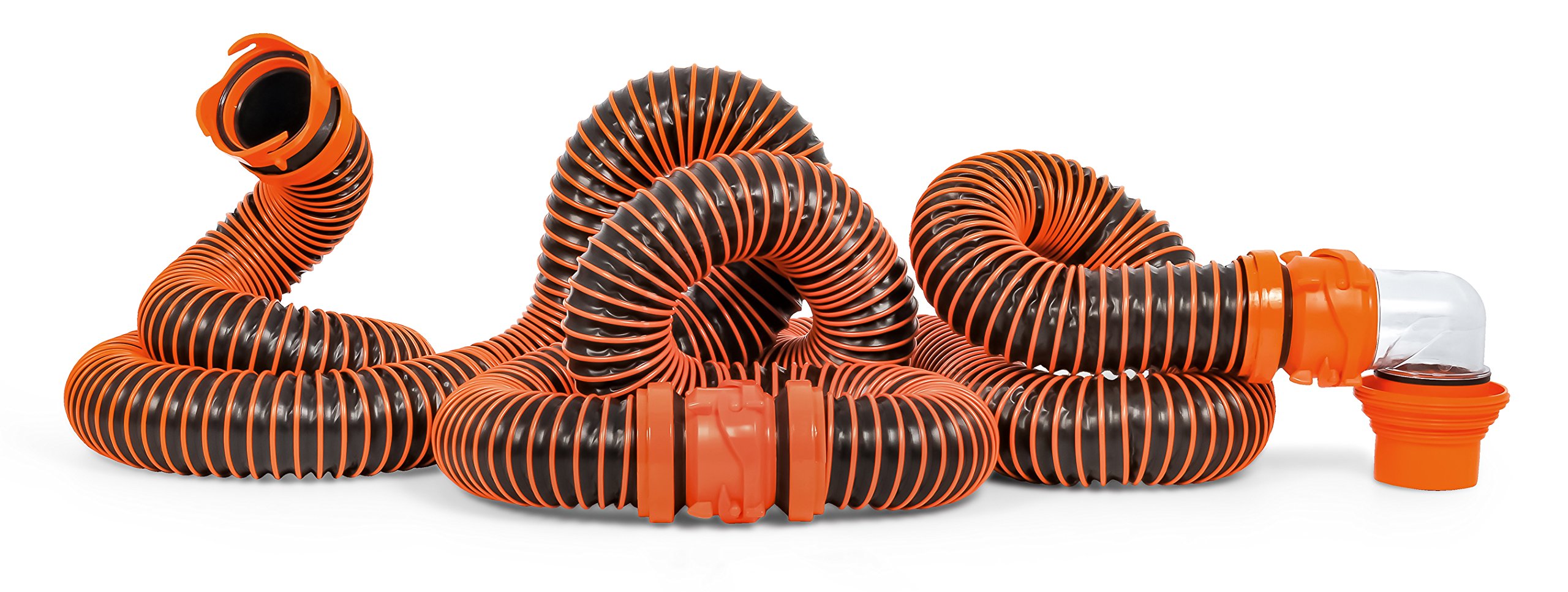 Camco RhinoEXTREME 20-Foot Camper/RV Sewer Hose Kit | Features TPE Technology for Abrasion Resistance and Crush Protection | Includes Pre-Attached Rhino Swivel Fittings (39867)