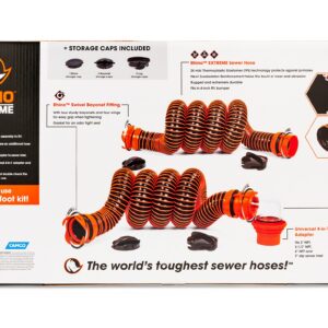 Camco RhinoEXTREME 20-Foot Camper/RV Sewer Hose Kit | Features TPE Technology for Abrasion Resistance and Crush Protection | Includes Pre-Attached Rhino Swivel Fittings (39867)