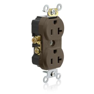 leviton tcr20 side wired commercial spec grade tamper resistant duplex receptacle, 20-amp, 125-volt, brown