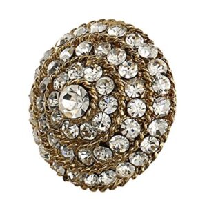 Crunchy Fashion Indian Bollywood Traditional Antique Gold tone Round Crystal Adjustable Big Ring Finger Jewelry for Women