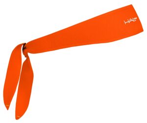 halo headband halo i- custom fit- tie sweatband for men and women, no slip with moisture wicking dryline fabric, bright orange,one size