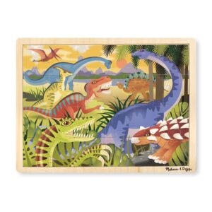 melissa & doug dinosaurs wooden jigsaw puzzle with storage tray (24 pcs)