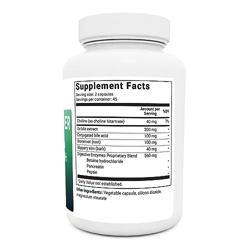 Dr. Berg Gallbladder Formula Extra Strength - Made w/Purified Bile Salts & Digestive Enzymes - includes Carefully Selected Digestive Herbs - Full 45 Day Supply - 90 Capsules