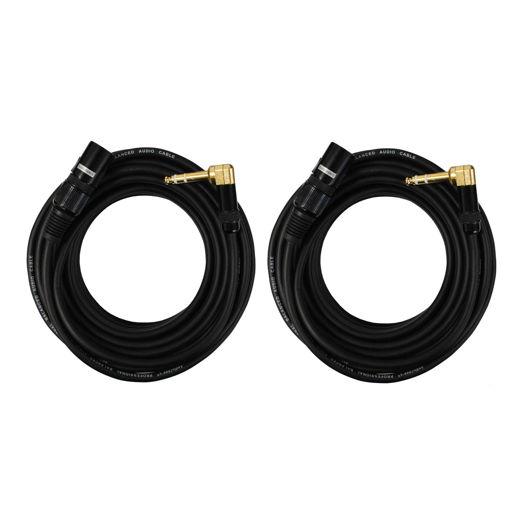 Audio2000's C14050P2 50 Ft 1/4" TRS Right Angle to XLR Male Cable (2 Pack)