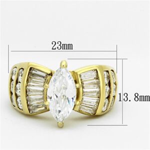 Lanyjewelry 12x6mm Marquise Cut CZ Tarnish Free Stainless Steel Engagement Ring - Size 7