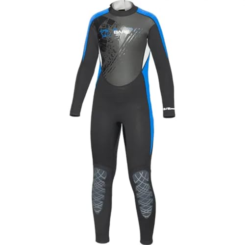 BARE Manta Kid's Wetsuit, 3/2mm Thickness, Full Length. Durable, Comfortable fit - Blue 10