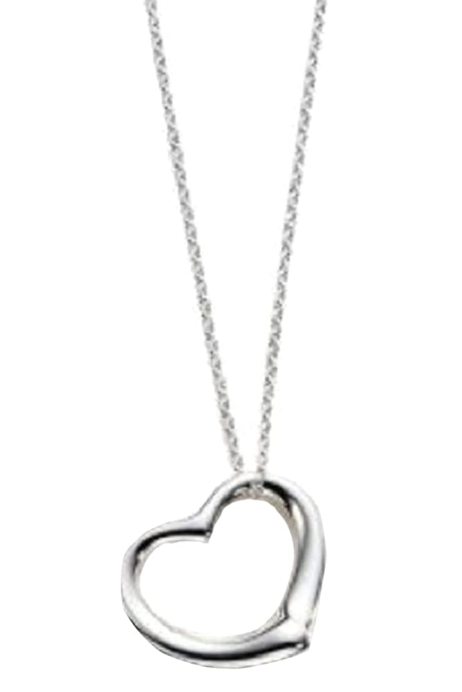 LaRaso & Co Sterling Silver Floating Heart Pendant Necklace w/Box Chain 24 Inch