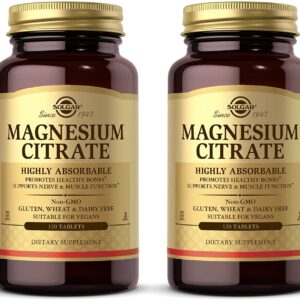 Solgar - Magnesium Citrate, 120 Tablets, Supports Nerve and Muscle Function - 2 Pack