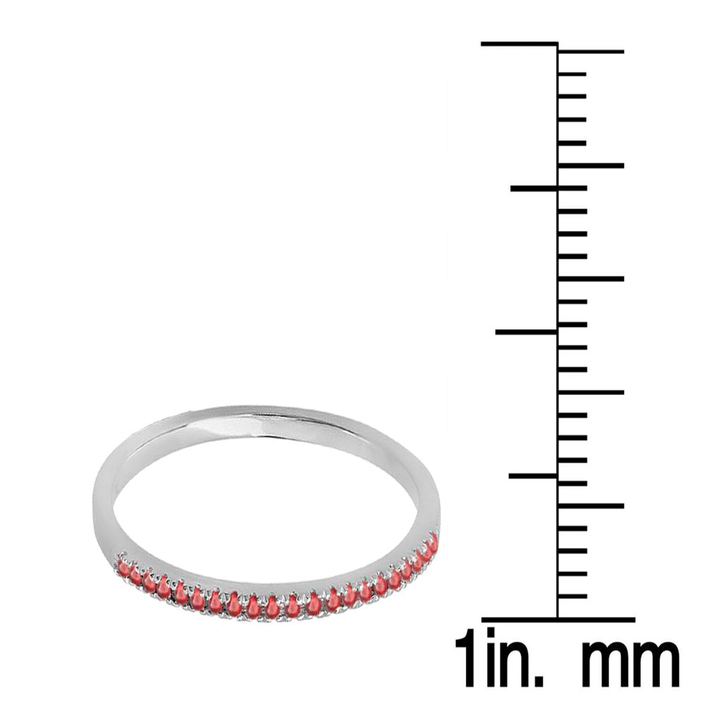 Dazzlingrock Collection 0.08 Carat (ctw) 10K Round Ruby Ladies Dainty Anniversary Wedding Stackable Ring, White Gold, Size 7.5