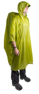 sea to summit ultra-sil nano tarp poncho 4-in-1 raincoat, pack cover, groundsheet, and shelter, lime