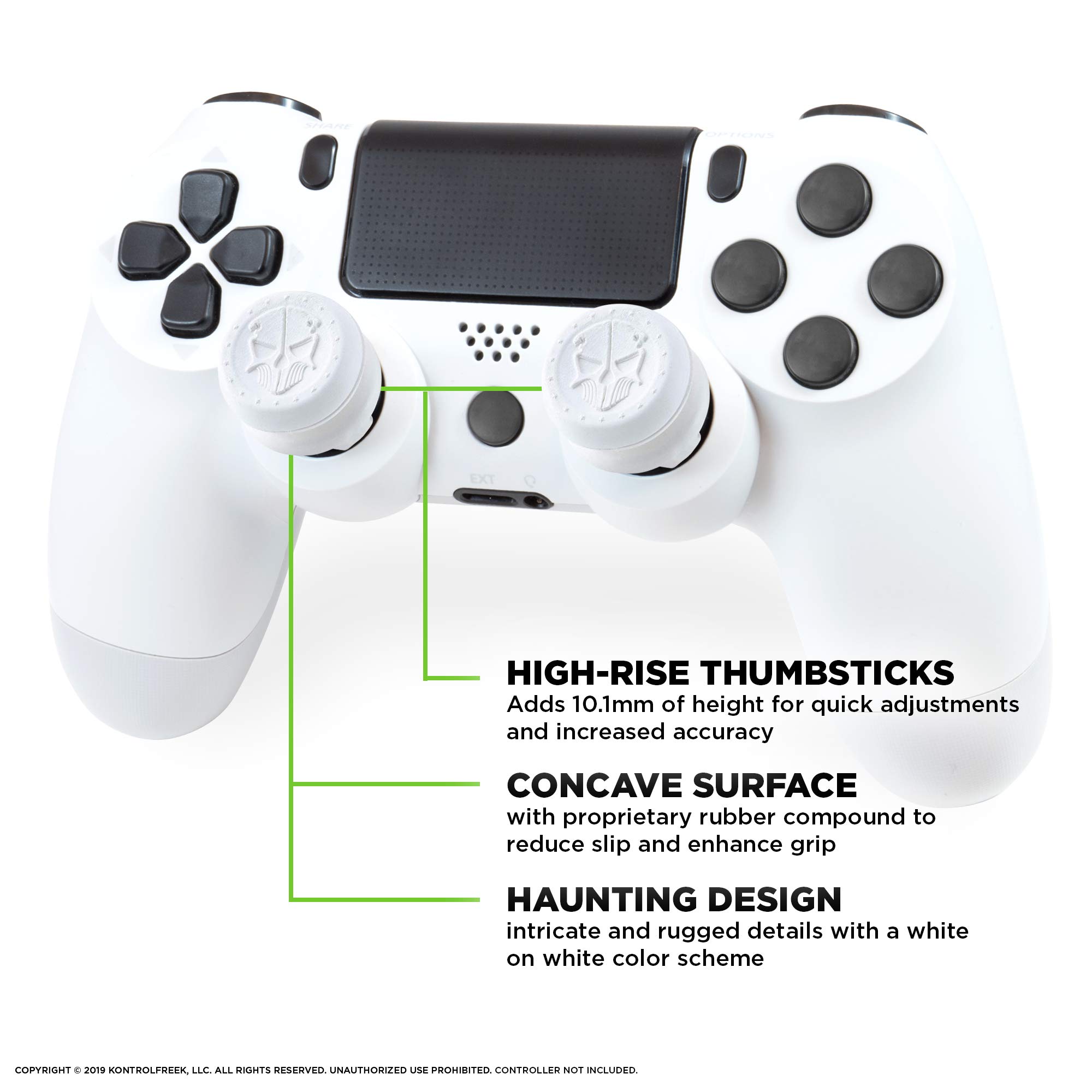 KontrolFreek FPS Freek Phantom for PlayStation 4 (PS4) and PlayStation 5 (PS5) | Performance Thumbsticks | 2 High-Rise Concave | White