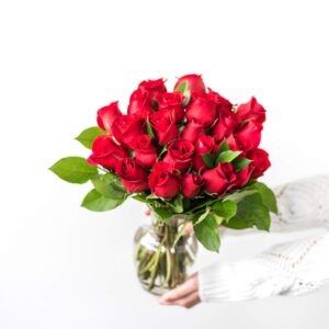 From You Flowers - Two Dozen Red Roses with Chocolates with Glass Vase (Fresh Flowers) Birthday, Anniversary, Get Well, Sympathy, Congratulations, Thank You