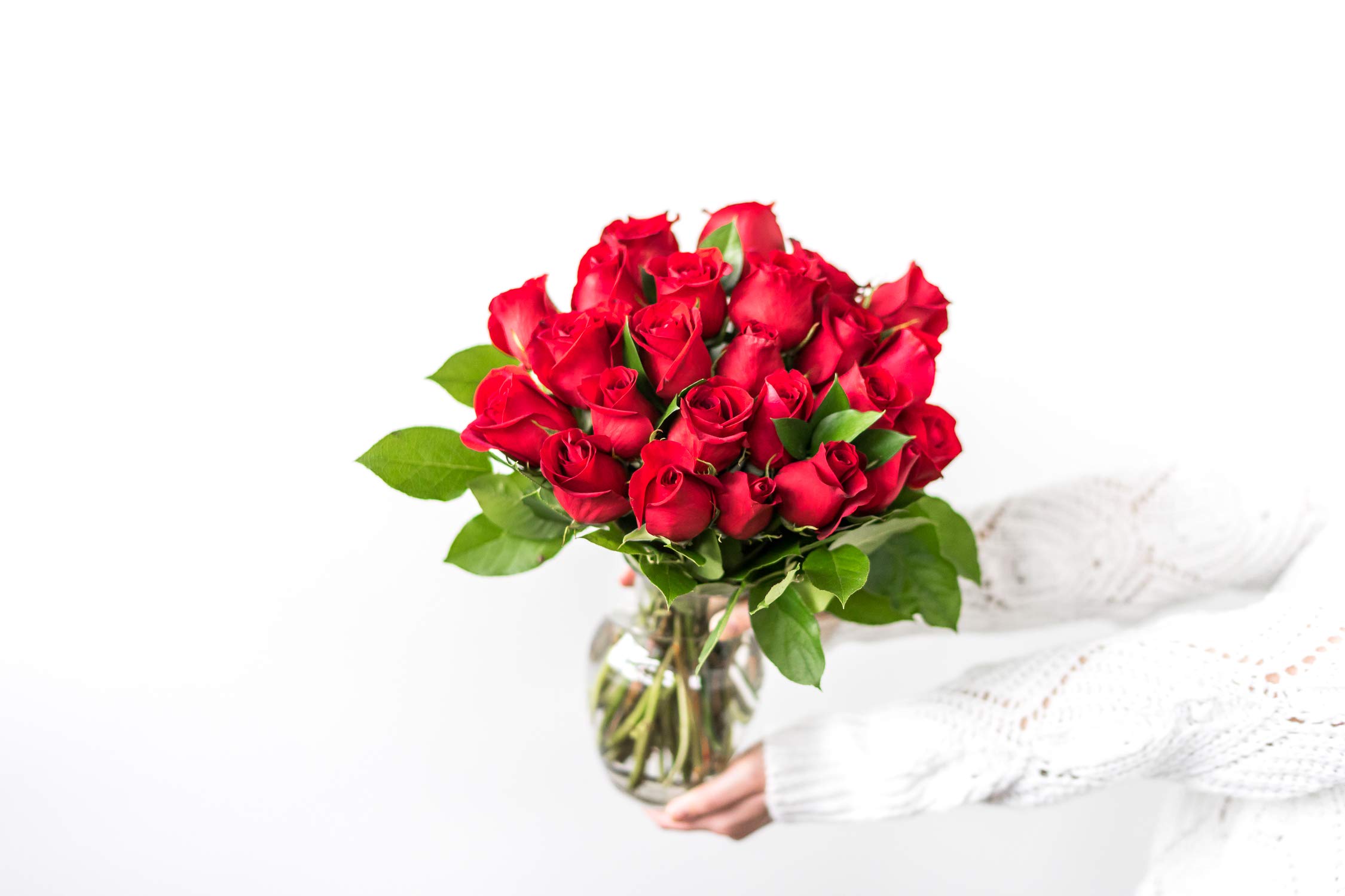 From You Flowers - Two Dozen Red Roses with Chocolates with Glass Vase (Fresh Flowers) Birthday, Anniversary, Get Well, Sympathy, Congratulations, Thank You