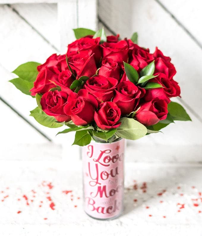 From You Flowers - Two Dozen Red Roses with Chocolates with Glass Vase (Fresh Flowers) Birthday, Anniversary, Get Well, Sympathy, Congratulations, Thank You