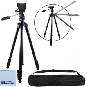 80" Inch Elite Series Professional Heavy Duty w/Angled Legs, Action Camcorder Tripod for DSLR Cameras + Microfiber Cloth