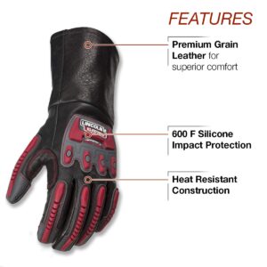 Lincoln Electric Roll Cage Welding/Rigging Gloves | Impact Resistant | Black Grain Leather |, Large (K3109-L)