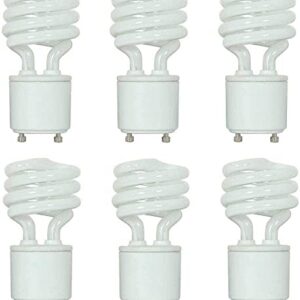 Satco S8203 13 Watt; Mini Spiral Compact Fluorescent; 2700K; 82 CRI; Bi Pin GU24 Base; 120 Volt; 10000 Hours Rated; 800L Lumens; Warm White Color; Pack of 6