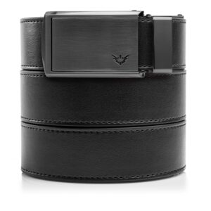 slidebelts men's golf ratchet belt - custom fit - black with winged gunmetal buckle (vegan)