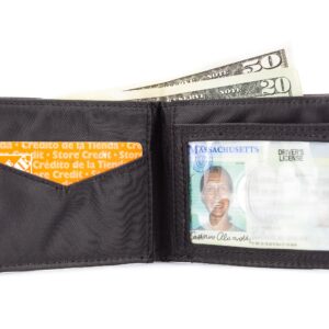 Big Skinny Men's Compact Sports Bi-Fold Slim Wallet, Holds Up to 20 Cards, Black