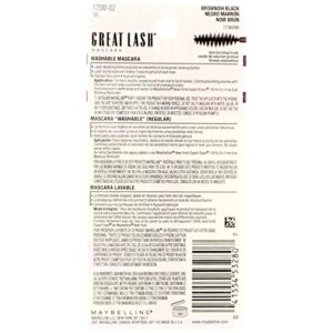 Maybelline Great Lash Washable Mascara, Brownish Black [102], 0.43 oz (Pack of 2)