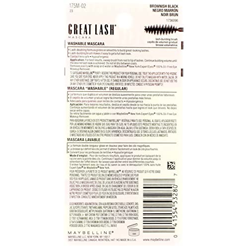 Maybelline Great Lash Washable Mascara, Brownish Black [102], 0.43 oz (Pack of 2)