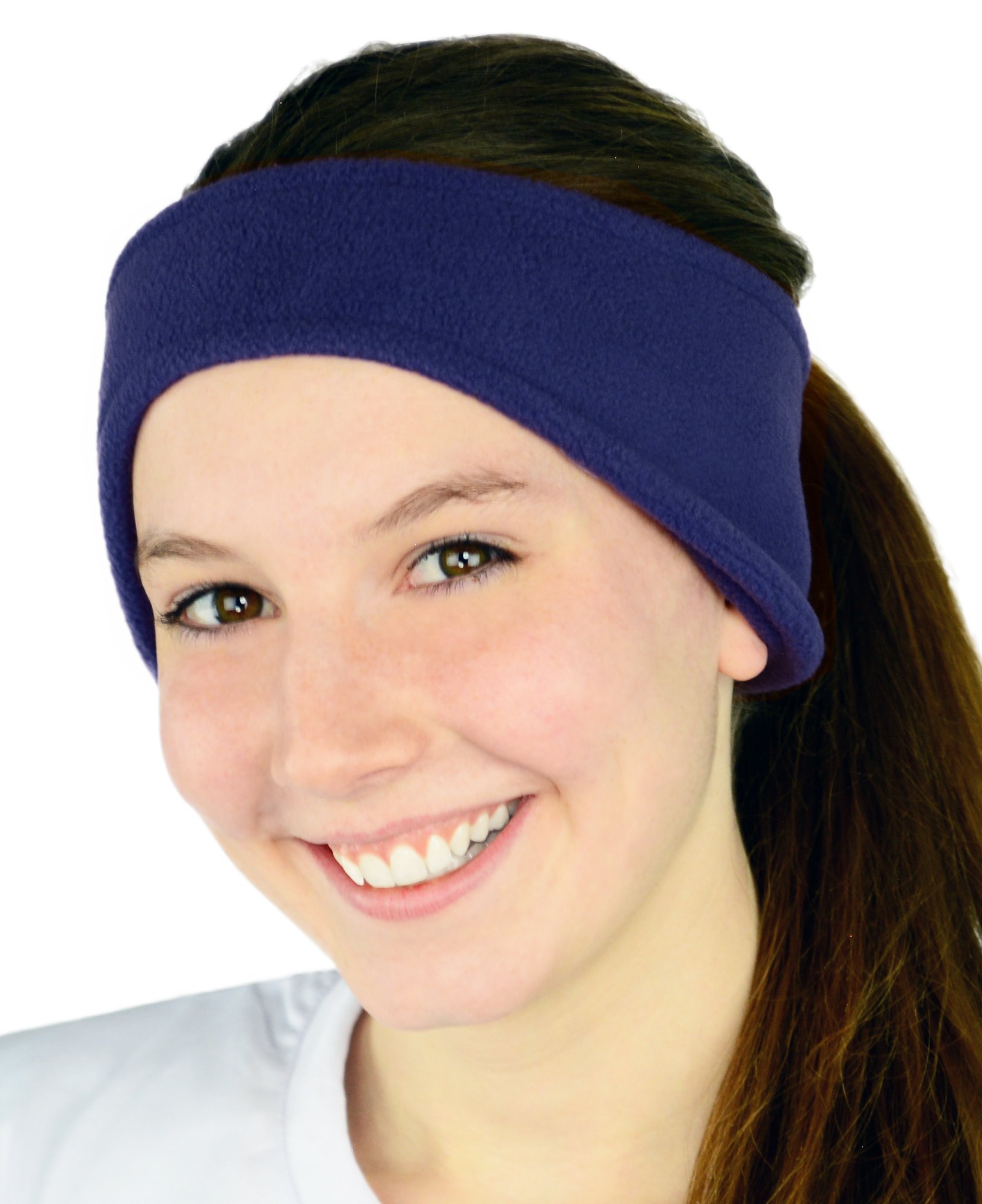 'Mato & Hash Unisex 95/5 Poly/Spandex Polar Fleece Headband with Earwarmers - Navy