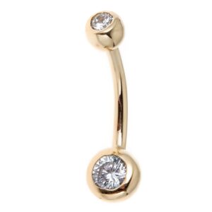 ritastephens 14k real gold bezel cz belly button navel ring 14 gauge