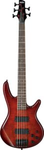 ibanez 5 string bass guitar, right, brown (gsr205smcnb)