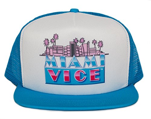 Miami Vice 80s Unisex-Adult One-Size Trucker Hat Aqua/White