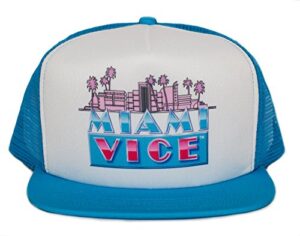 miami vice 80s unisex-adult one-size trucker hat aqua/white