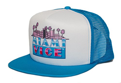 Miami Vice 80s Unisex-Adult One-Size Trucker Hat Aqua/White