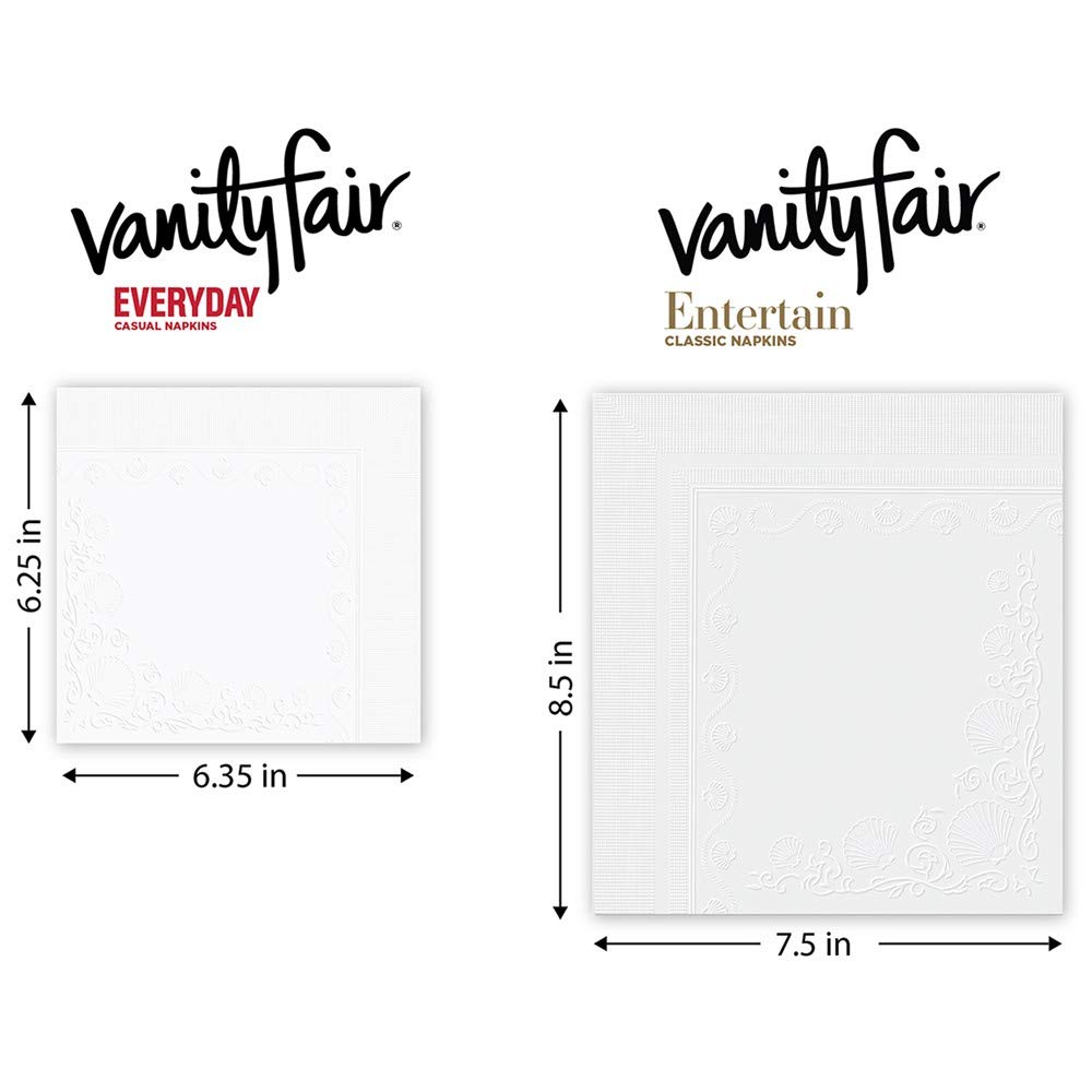 Vanity Fair Everyday Napkins, 1080 Count, White Paper Napkins, 90 Count (Pack of 12)