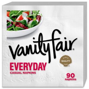 Vanity Fair Everyday Napkins, 1080 Count, White Paper Napkins, 90 Count (Pack of 12)