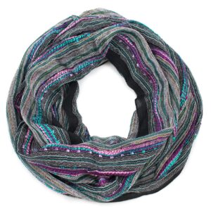 Anika Dali Women's Shimmer Sparkle Infinity Scarf- Festival Boho Bliss Fashion Scarf (Bejeweled Black)