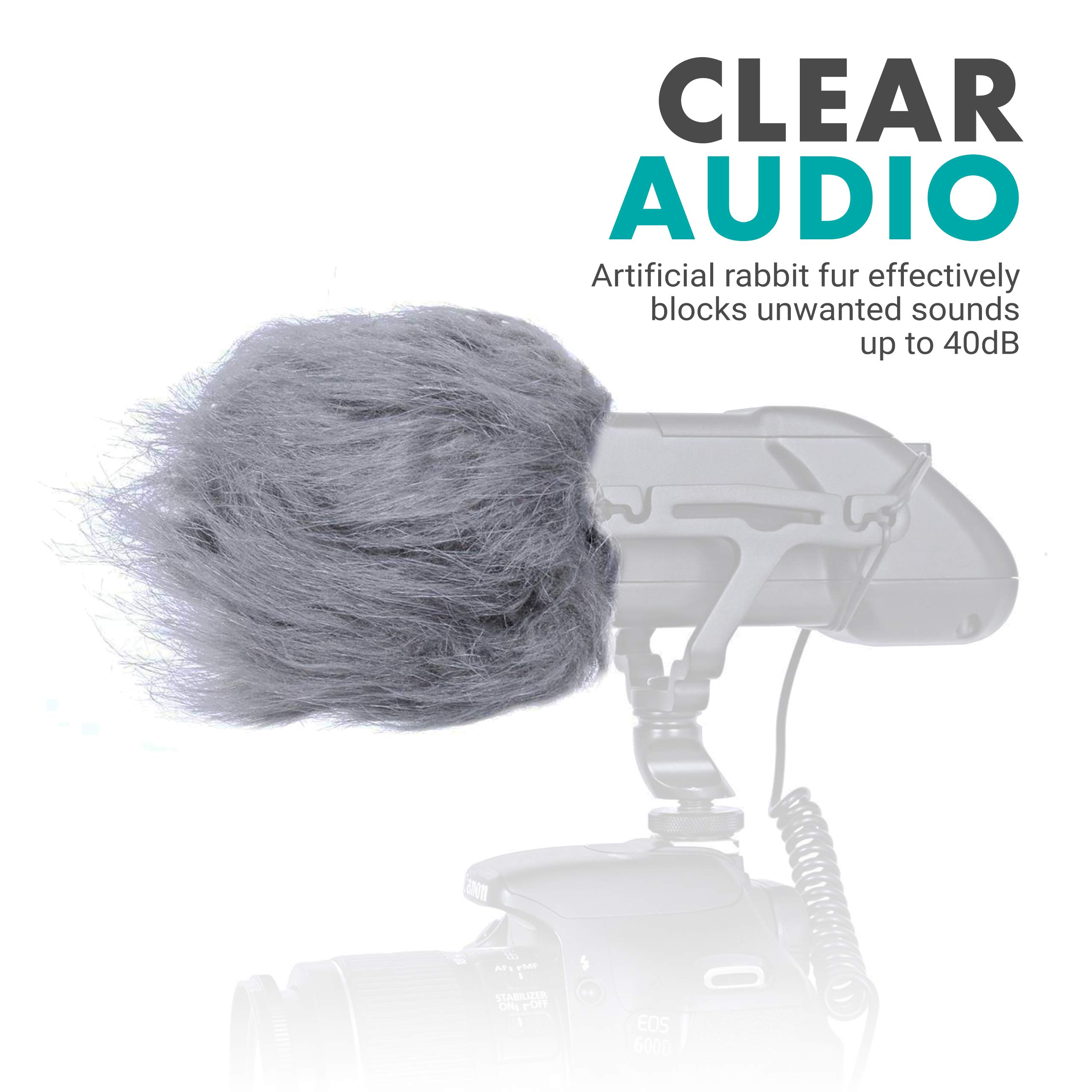 Movo WS2 Furry Microphone Windscreen Muff for Microphones and Recorders up 3" X 80mm (L x D) Fits Zoom H1n, H2n, H4n, H5, Tascam DR-05, and More (Light Gray)