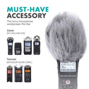 Movo WS2 Furry Microphone Windscreen Muff for Microphones and Recorders up 3" X 80mm (L x D) Fits Zoom H1n, H2n, H4n, H5, Tascam DR-05, and More (Light Gray)