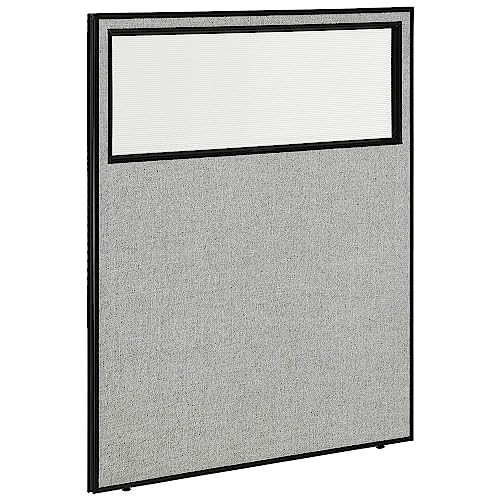 Global Industrial 48-1/4"W x 60" H Office Partition Panel with Partial Window, Gray