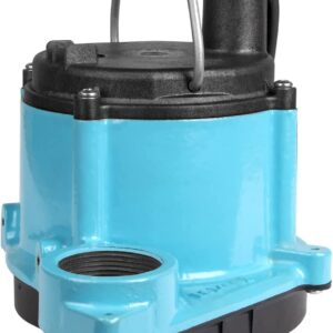 Little Giant 6-CIM-R 115-Volt, 1/3 HP, 2750 GPH Manual Submersible Sump/Utility Pump with 10-Ft. Cord, Blue, 506271