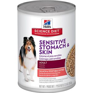 hill's science diet adult sensitive stomach & skin canned dog food - salmon & veg - 12.8 oz - 12 pk