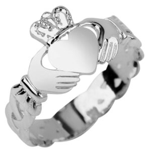 .925 sterling silver claddagh friendship, engagement, or wedding ring with trinity knot band - size 5.25