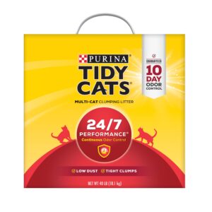 purina tidy cats clumping cat litter, 24/7 performance multi cat litter - 40 lb. box