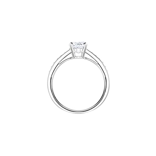 SWAROVSKI Attract Ring, Clear Circle-Cut Crystal with Matching Crystal Pavé on a Rhodium Finish Setting, Size 5, Part of the Attract Collection