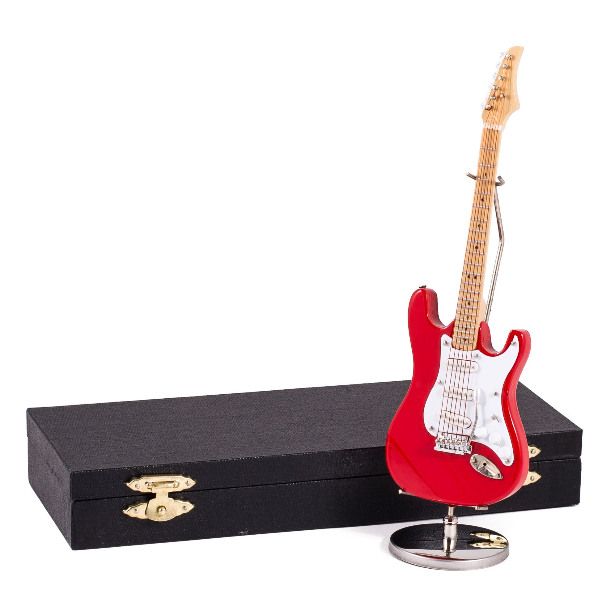 Broadway Gifts Co. Red Electric Guitar with Case and Stand Replica Miniature Figurine 7 Inch New