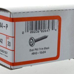 The Hillman Group 3142 10 x 3/4-Inch Oval Phillips Trim Screw with Washer, 20-Pack,Black Phosphate