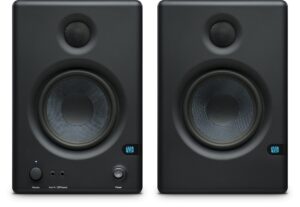 presonus eris e.45 hd 2-way 4.5" nearfield monitors, 70hz-20khz frequency response, 10kohm input impedance, 2x balanced 1/4" trs, 2x unbalanced rca, pair