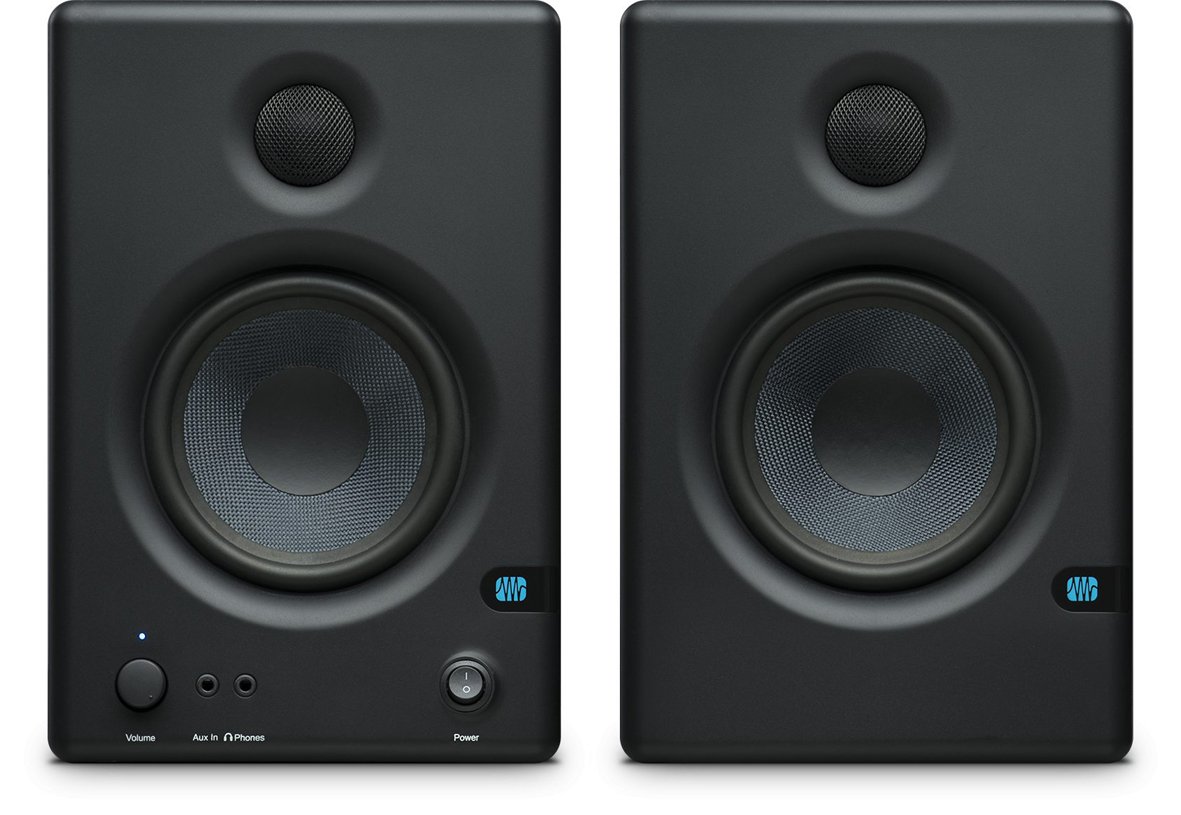 PreSonus Eris E.45 HD 2-Way 4.5" Nearfield Monitors, 70Hz-20kHz Frequency Response, 10kOhm Input Impedance, 2x Balanced 1/4" TRS, 2x Unbalanced RCA, Pair